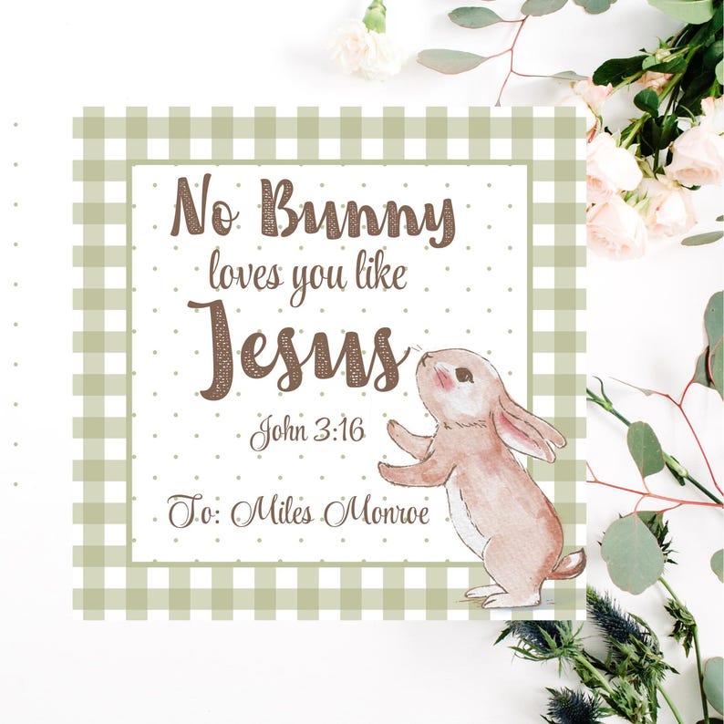Personalized Printable Scripture Easter Tags, Easter Basket Tag, Easter ...