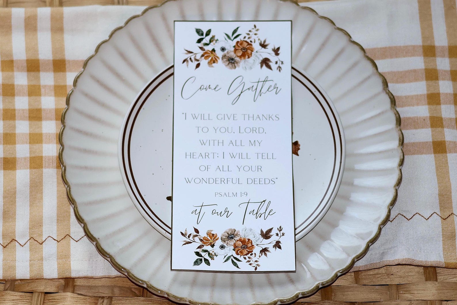 Thanksgiving Table Setting Decor, Thanksgiving Scripture Decor ...