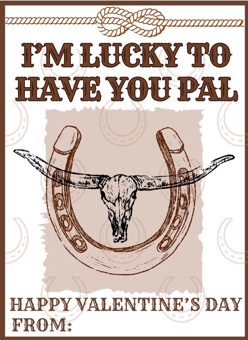 Western Cowboy Rodeo Valentine's Day Cards Class Set for School ...