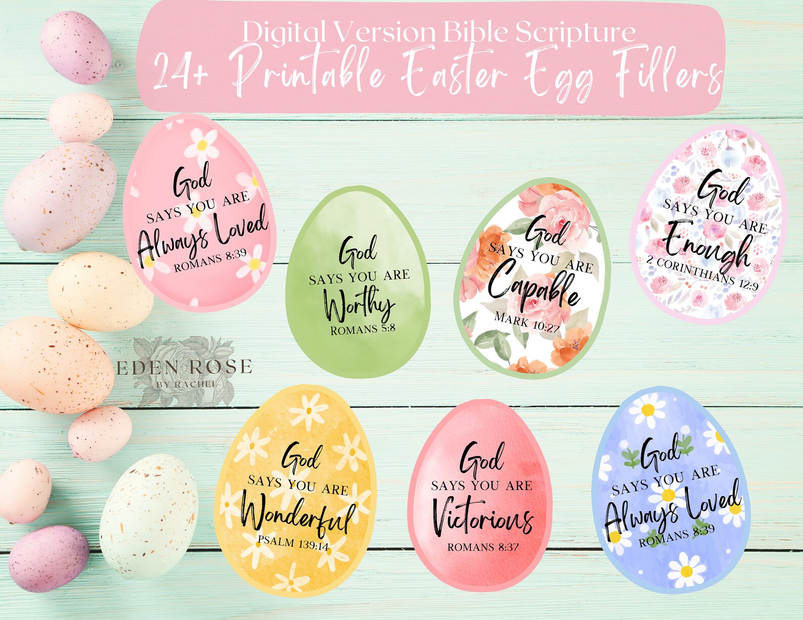 Scripture Easter Egg Filler| Easter Egg Tokens| Bible Verse Easter Egg ...