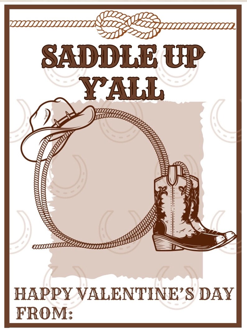 Western Cowboy Rodeo Valentine's Day Cards Class Set for School ...