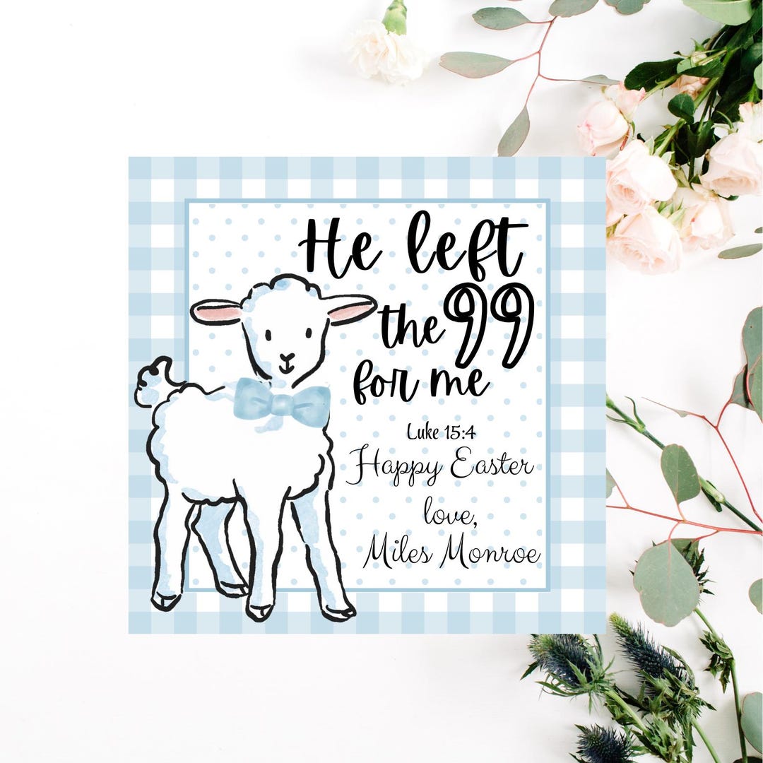 Personalized Printable Scripture Easter Tags, Blue Gingham Bow Easter ...