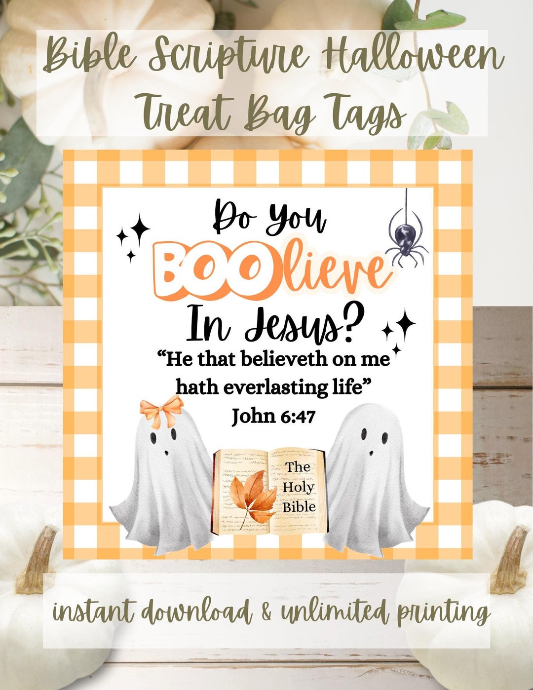 Bible Scripture Halloween Gift Tag, Halloween Church Favor Tag ...