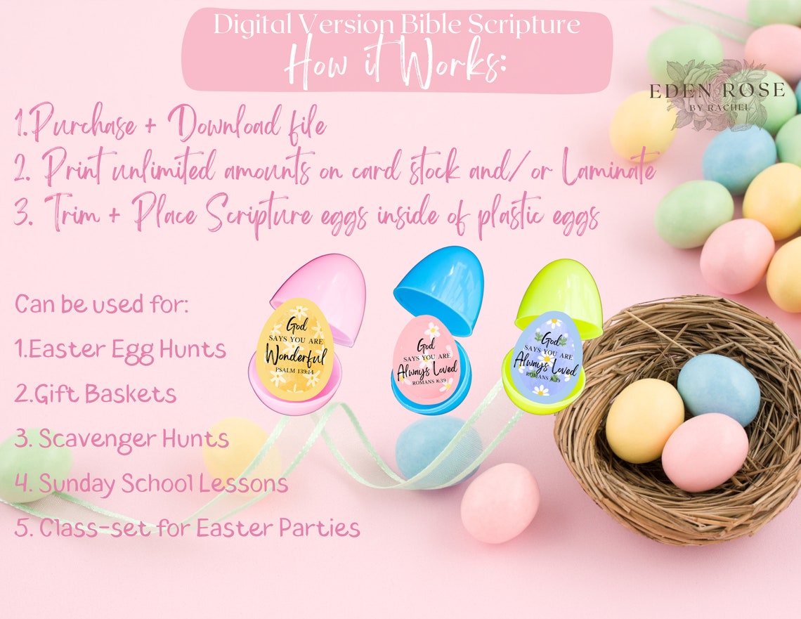 Scripture Easter Egg Filler| Easter Egg Tokens| Bible Verse Easter Egg ...