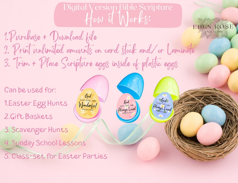 Scripture Easter Egg Filler| Easter Egg Tokens| Bible Verse Easter Egg ...