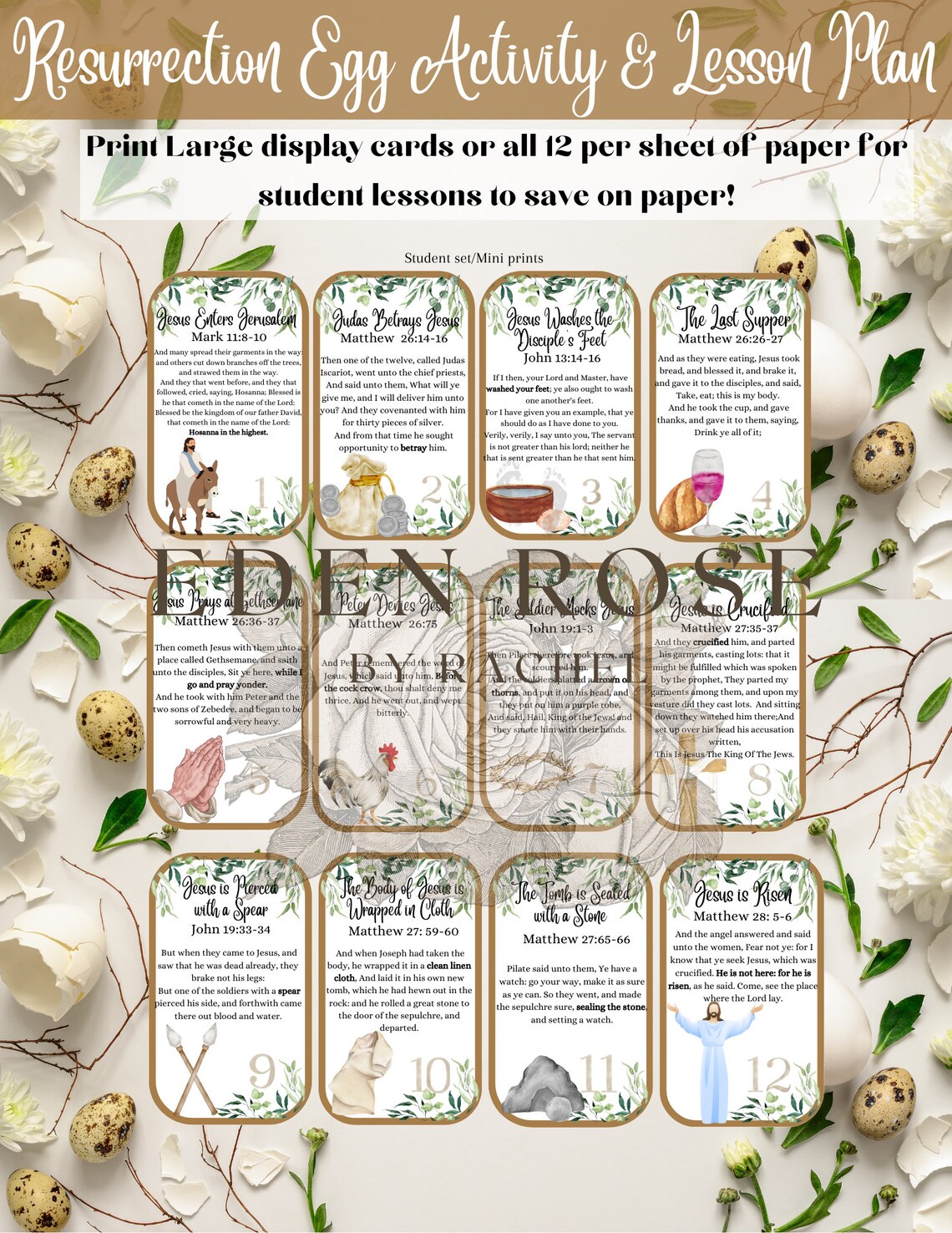 Printable KJV Easter Story Resurrection Eggs, Printable Easter Advent ...