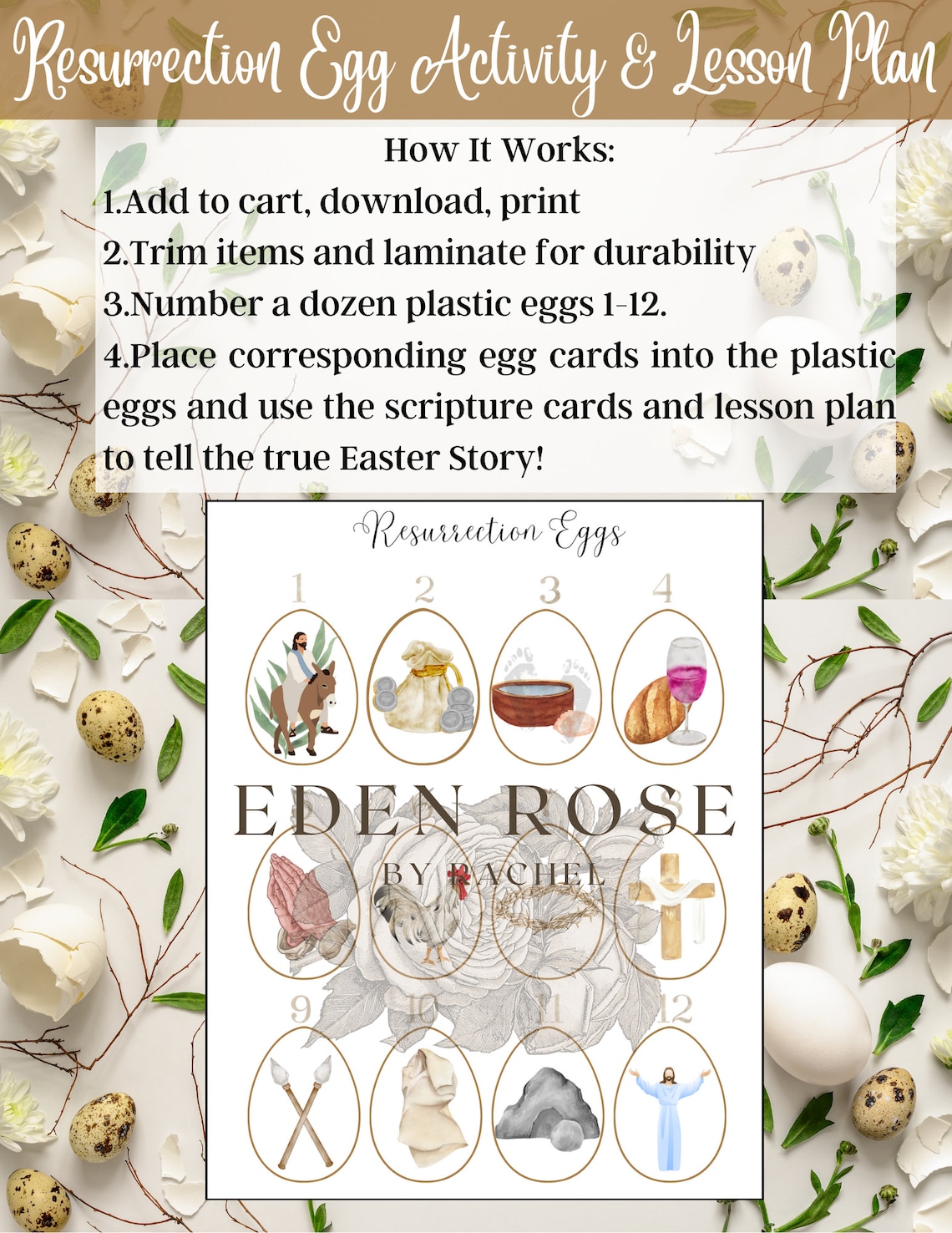 Printable KJV Easter Story Resurrection Eggs, Printable Easter Advent ...
