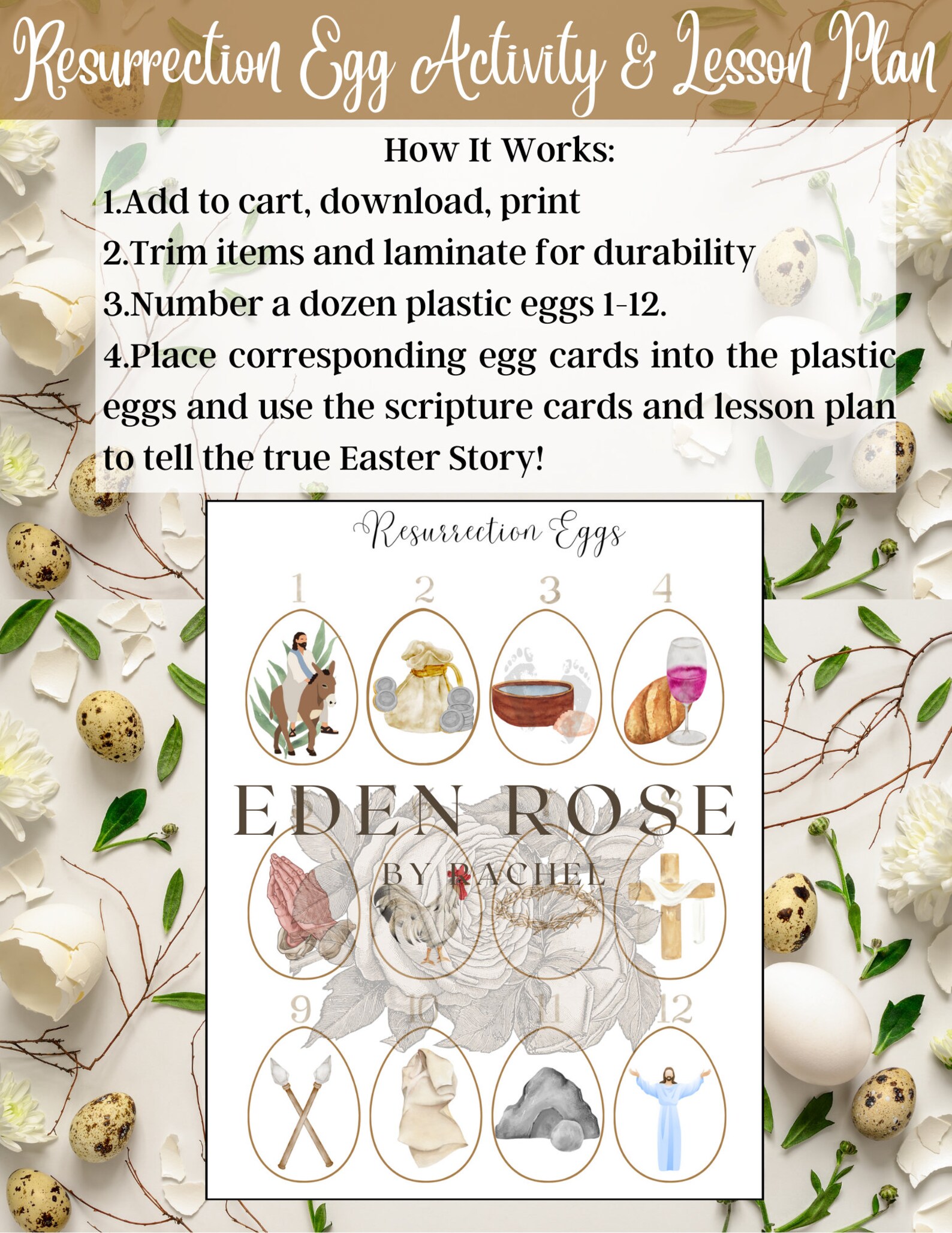 Printable KJV Easter Story Resurrection Eggs, Printable Easter Advent ...