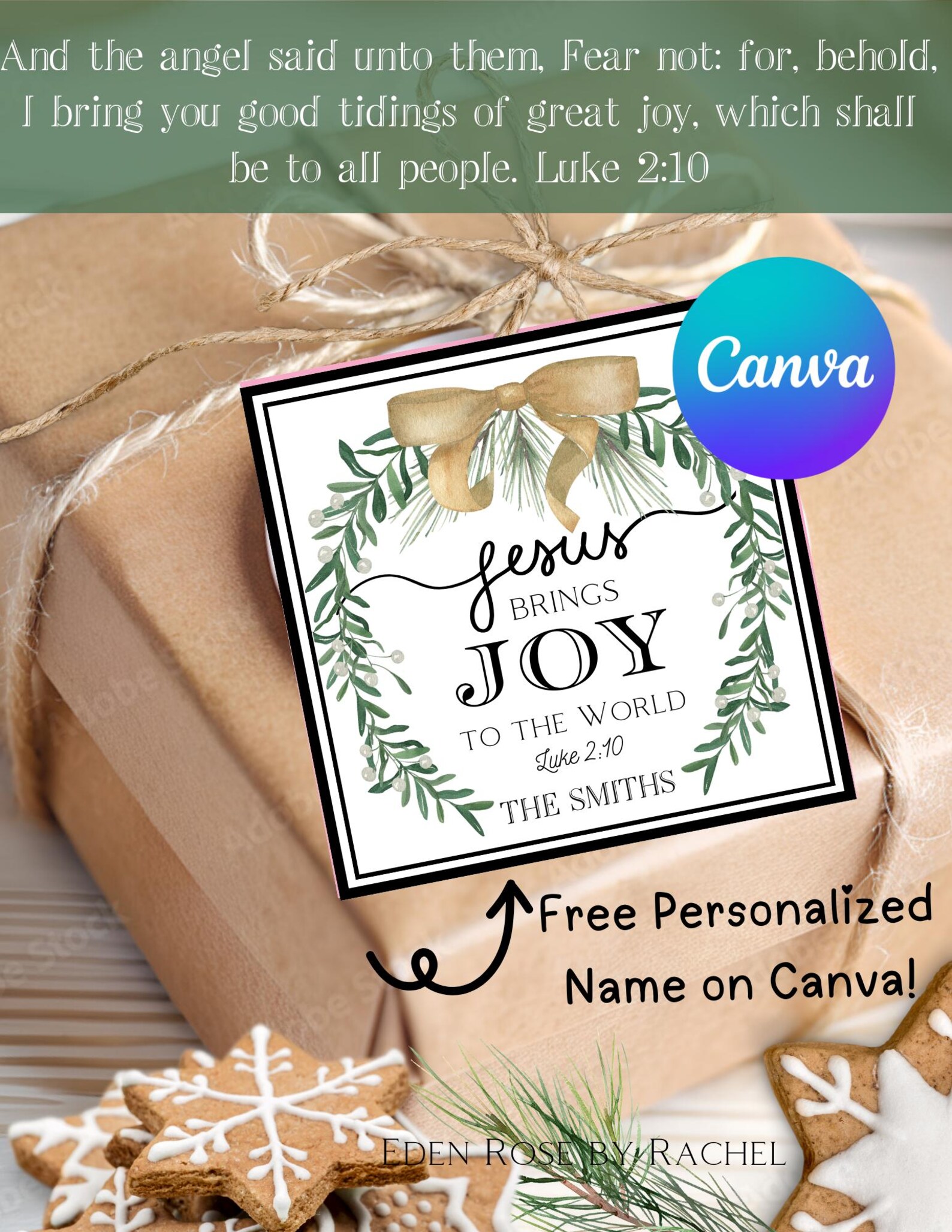 Christmas Scripture Gift Tag, Christian Christmas Scripture Treat Bag ...