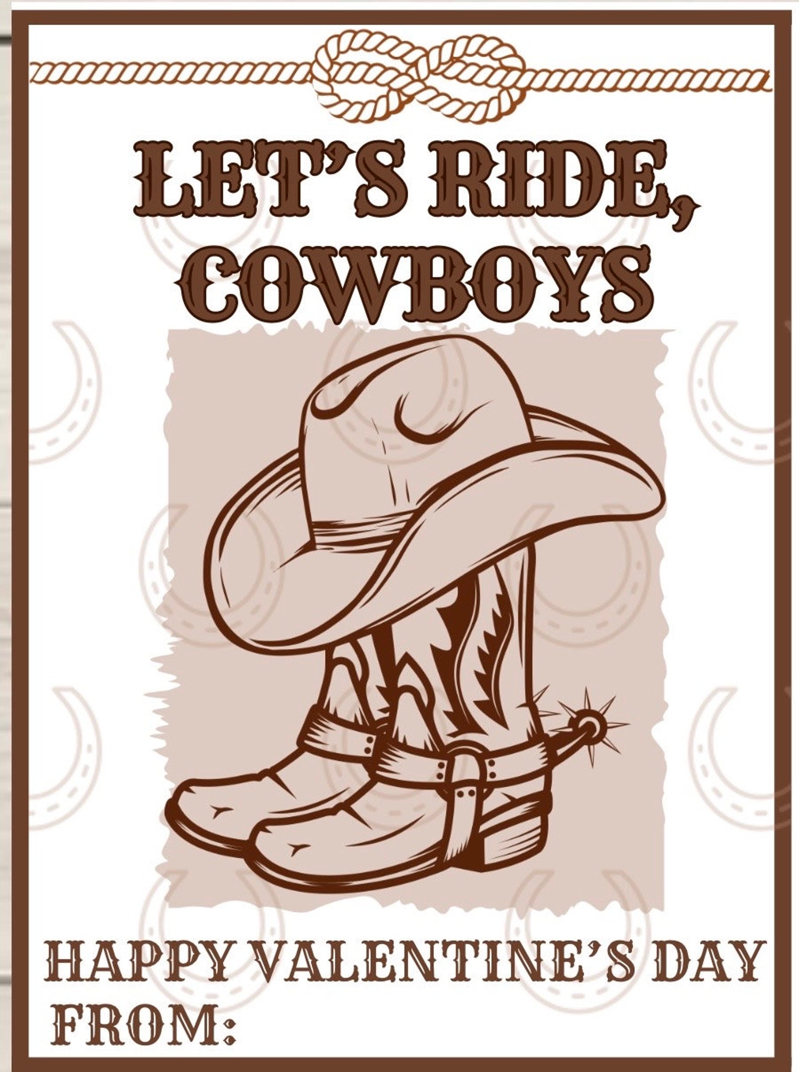 Western Cowboy Rodeo Valentine's Day Cards Class Set for School ...