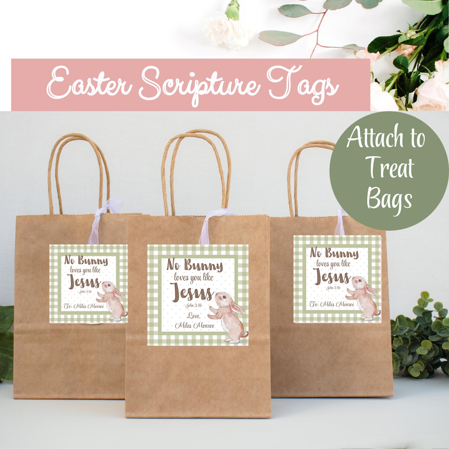 Personalized Printable Scripture Easter Tags, Easter Basket Tag, Easter ...
