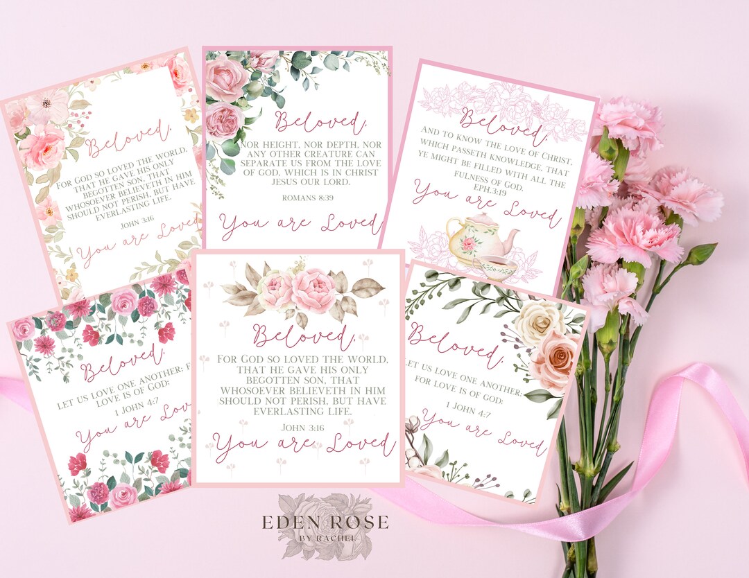 Set of 18 Ladies Bible Scripture Valentines Day Cards, Encouragement ...