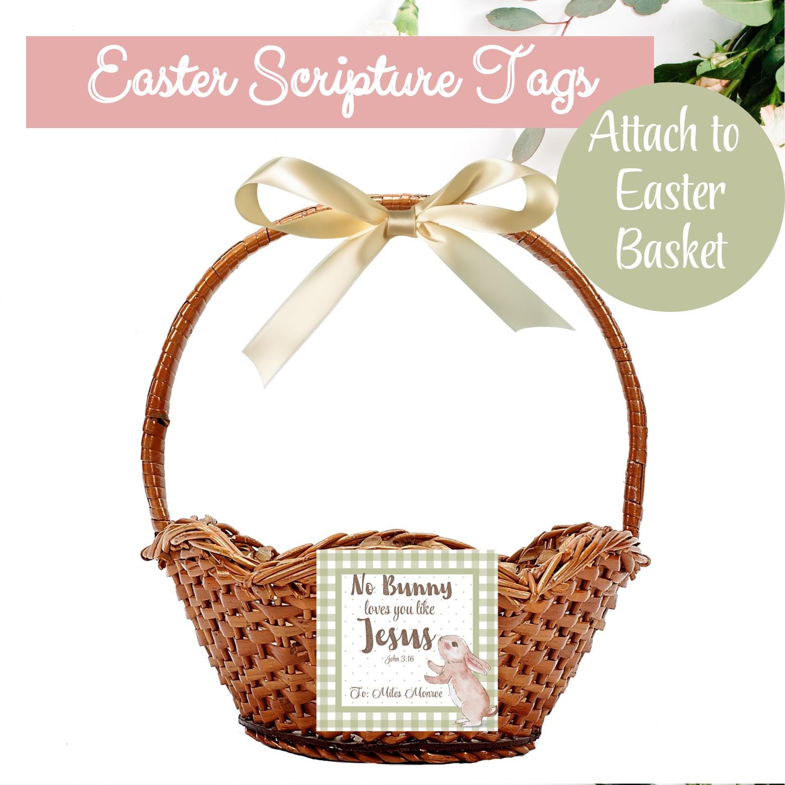 Personalized Printable Scripture Easter Tags, Easter Basket Tag, Easter ...