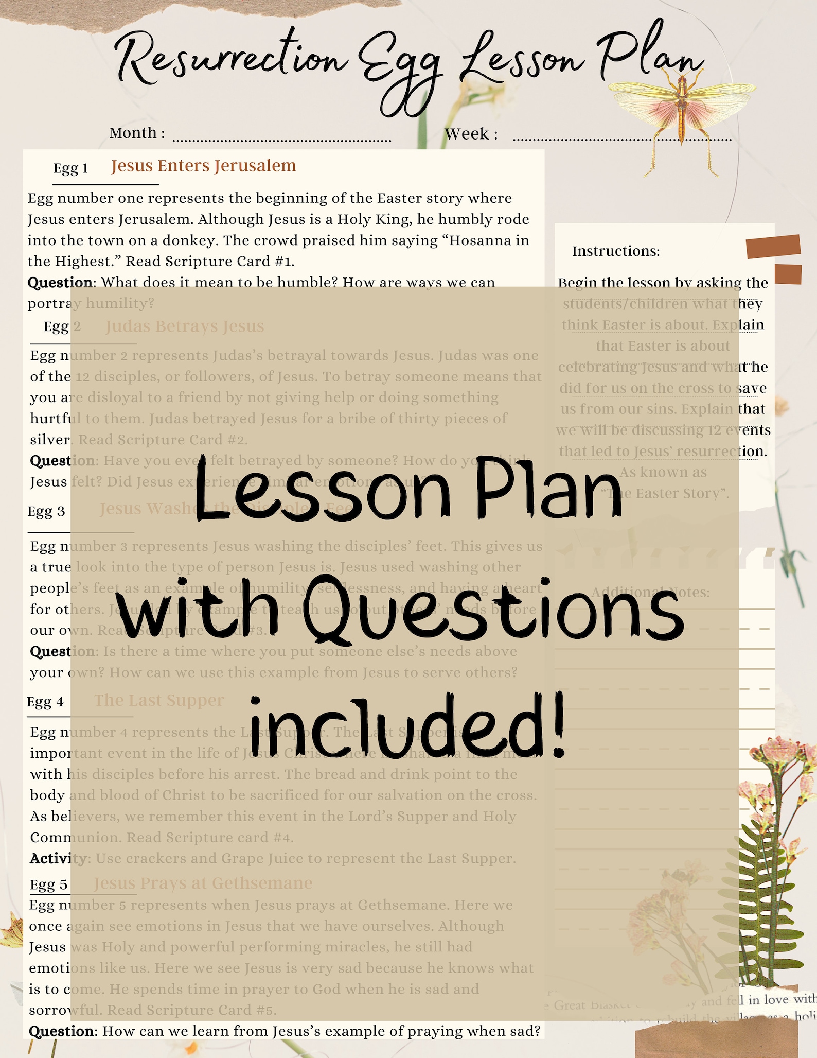 Printable KJV Easter Story Resurrection Eggs, Printable Easter Advent ...