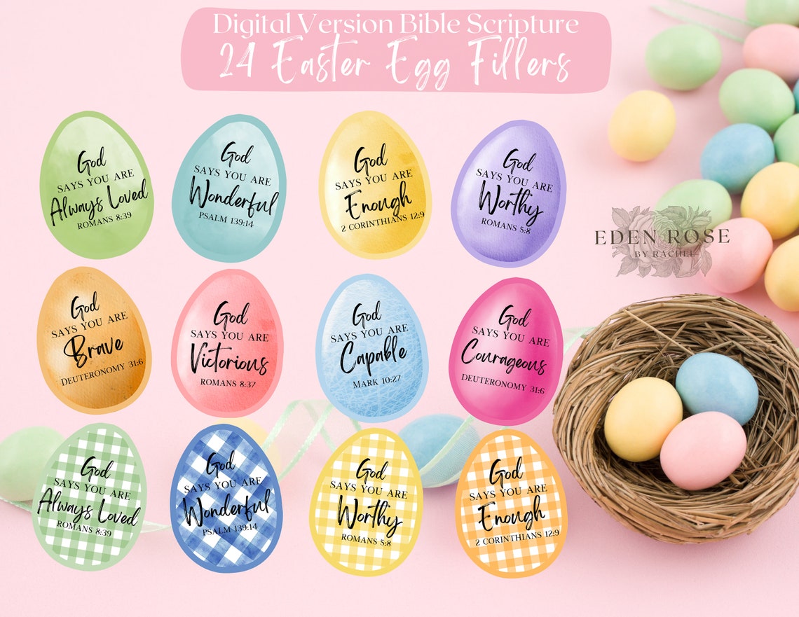 Scripture Easter Egg Filler| Easter Egg Tokens| Bible Verse Easter Egg ...