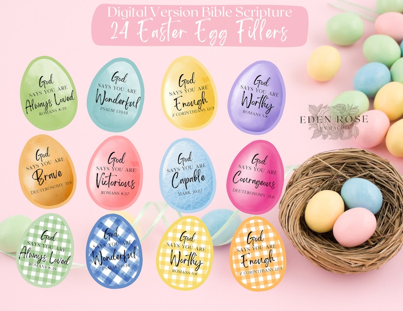 Scripture Easter Egg Filler| Easter Egg Tokens| Bible Verse Easter Egg ...