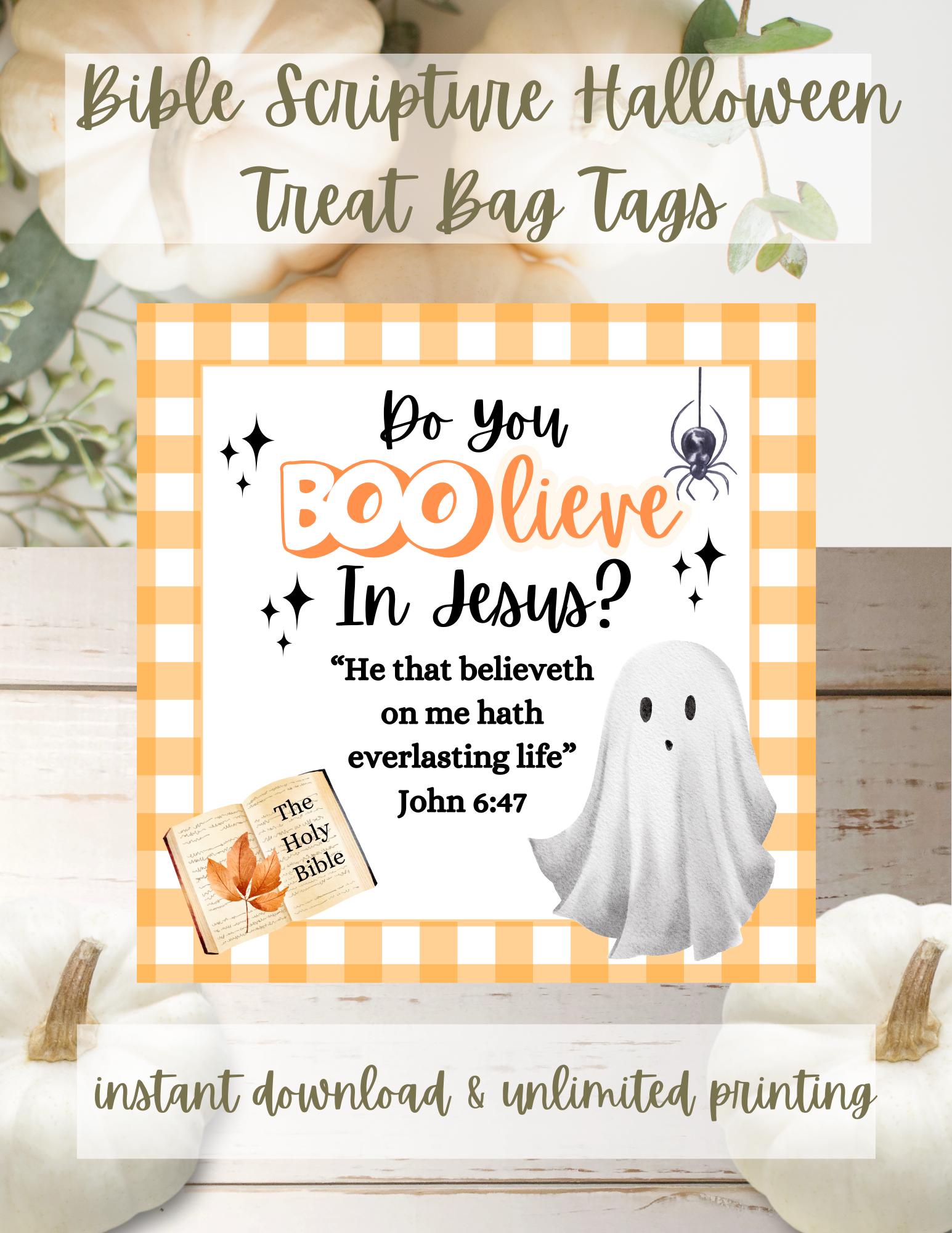 Bible Scripture Halloween Gift Tag, Halloween Church Favor Tag ...