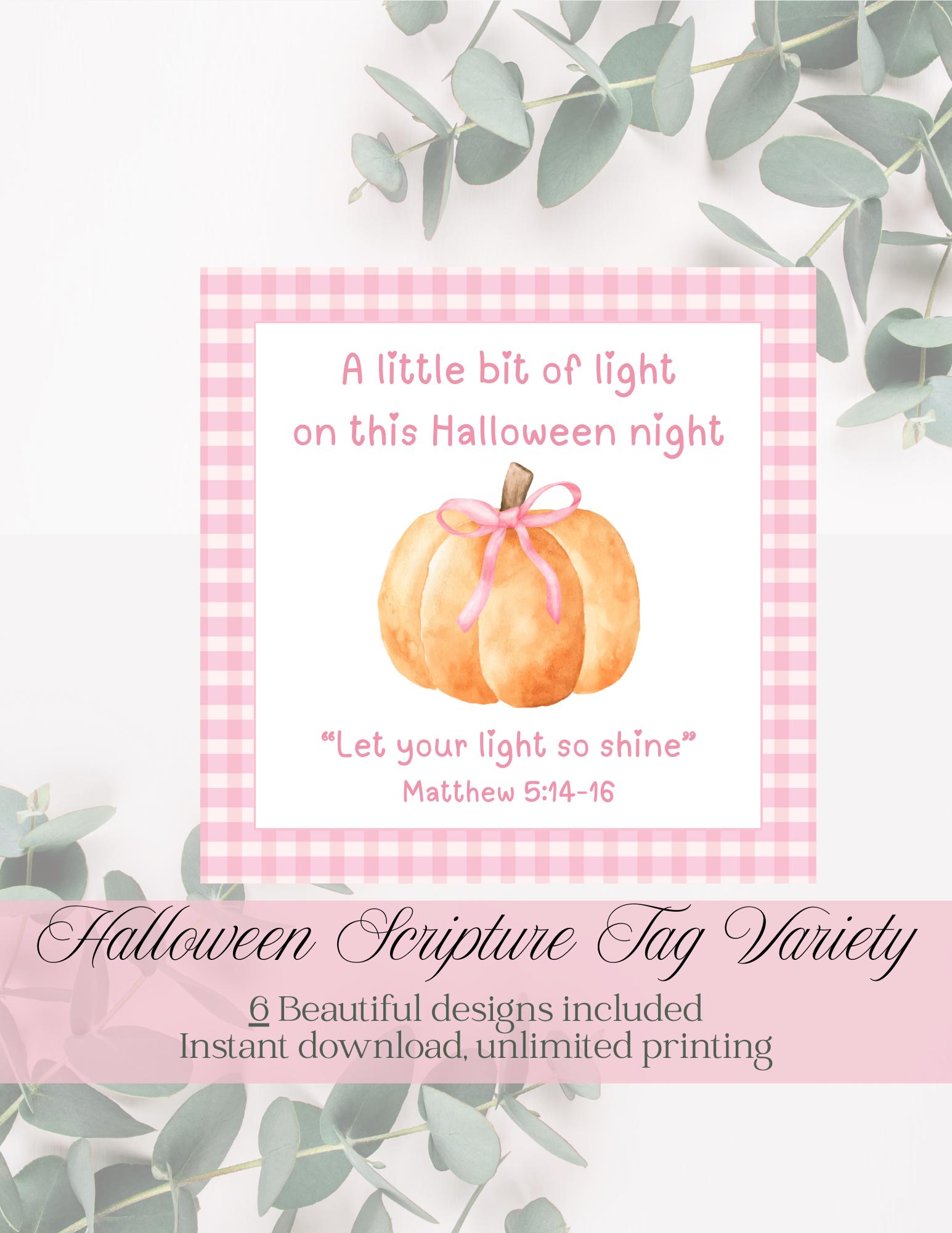 6 Bible Scripture Halloween Gift Tag, Halloween Church Favor Tag ...