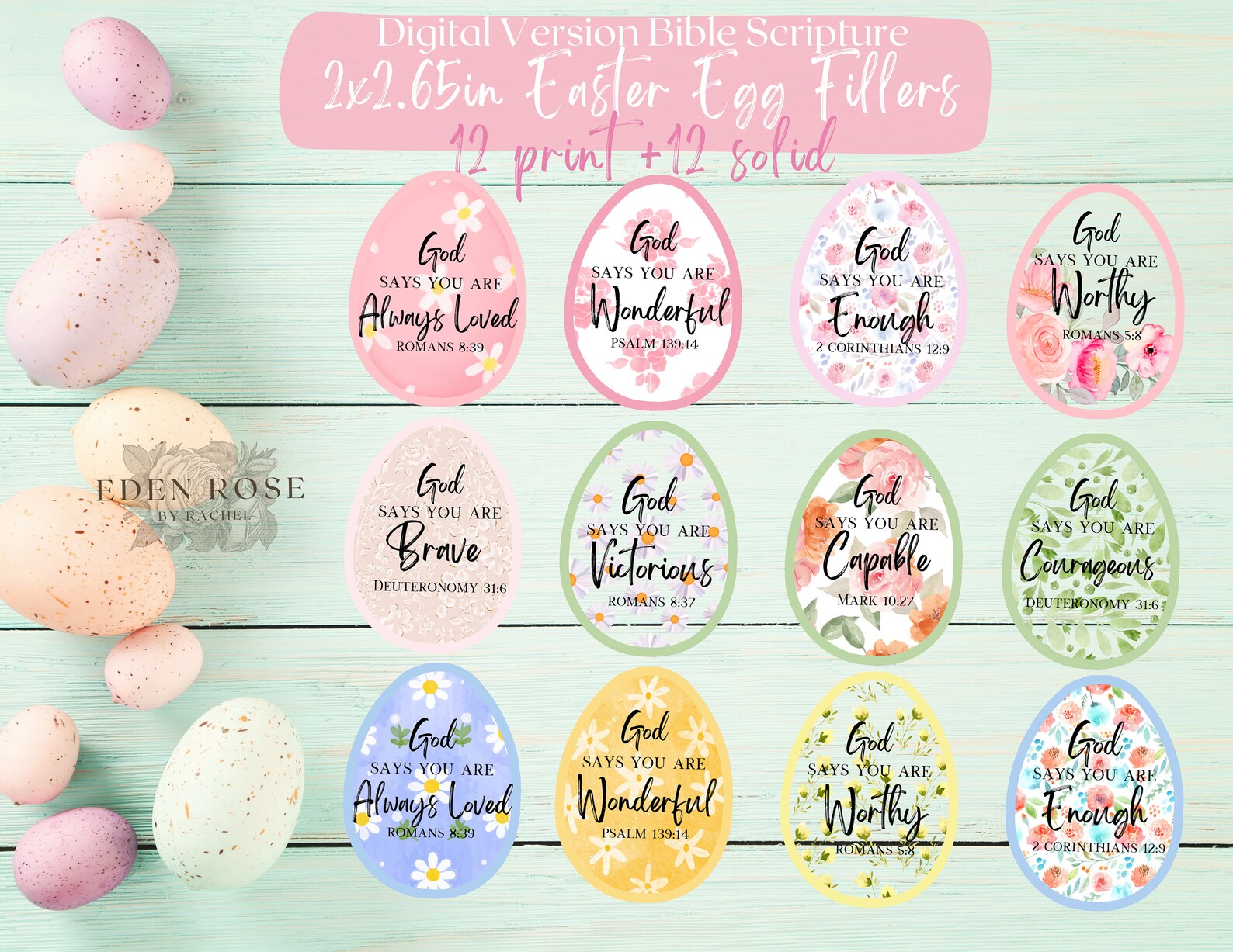 Scripture Easter Egg Filler| Easter Egg Tokens| Bible Verse Easter Egg ...