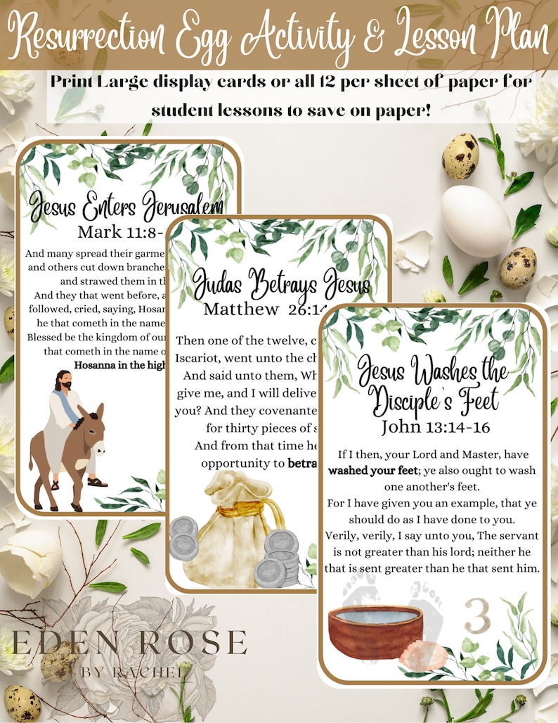 Printable KJV Easter Story Resurrection Eggs, Printable Easter Advent ...