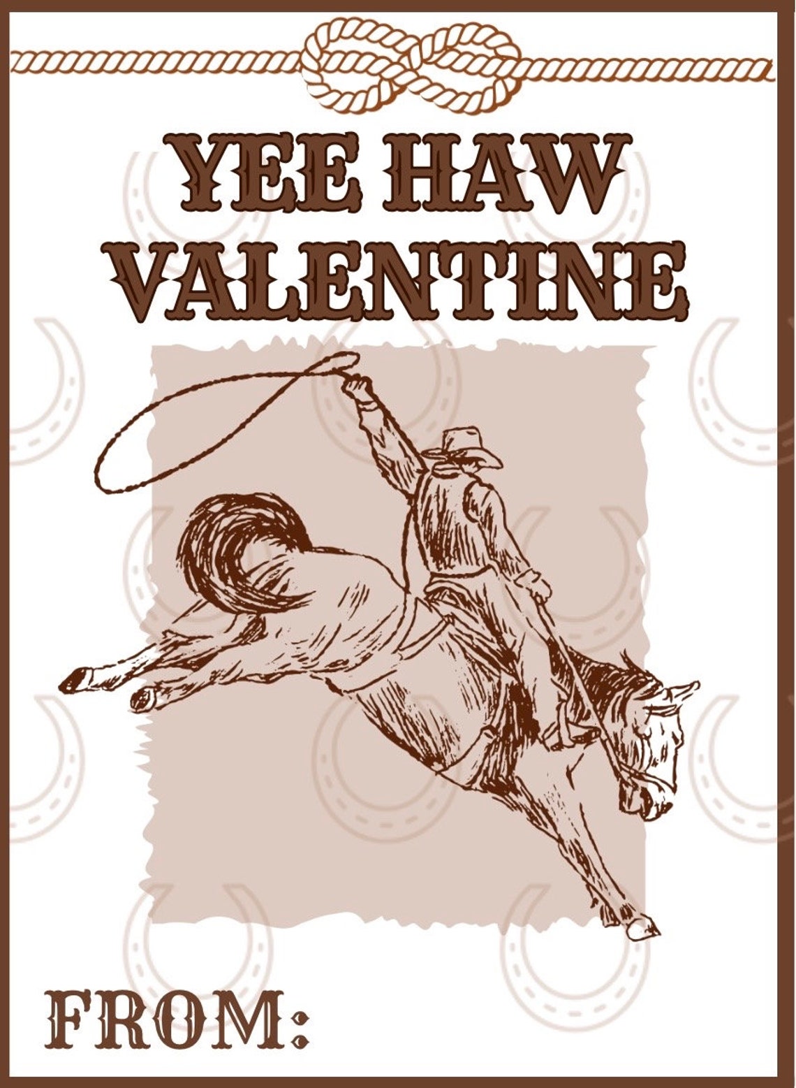Western Cowboy Rodeo Valentine's Day Cards Class Set for School ...