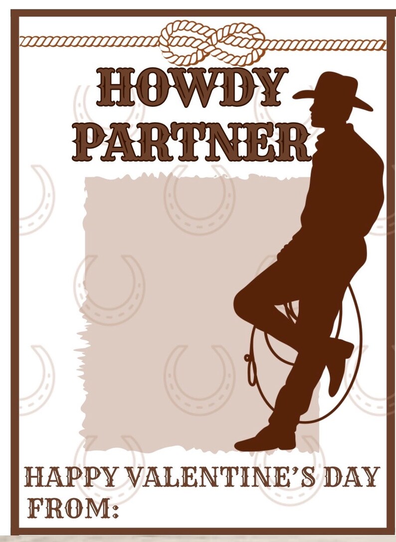 Western Cowboy Rodeo Valentine's Day Cards Class Set for School ...