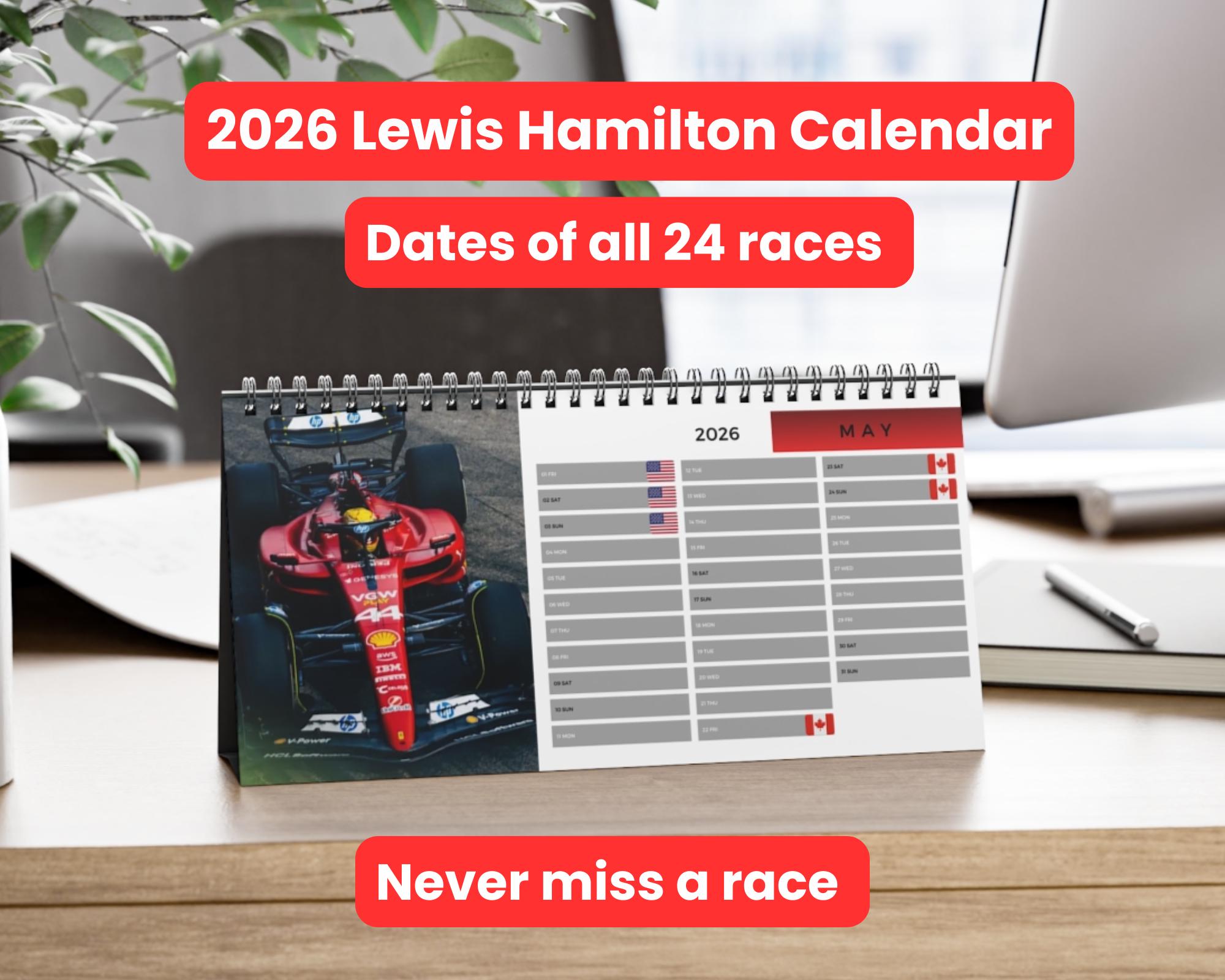 Lewis Hamilton 2026 F1 Racing Calendar Perfect Desk Gift Idea for ...