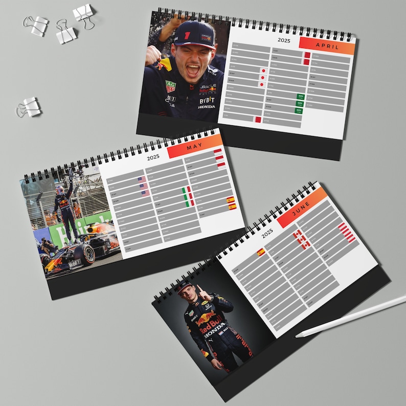 Max Verstappen 2025 F1 Racing Calendar Perfect Desk Gift Idea for Red ...