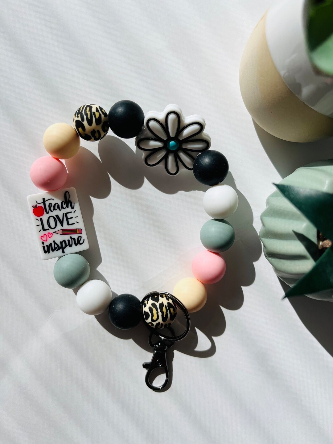 Teachers Bracelet, Teachers ID Tag, Silicone Beads, Silicon Beads ...