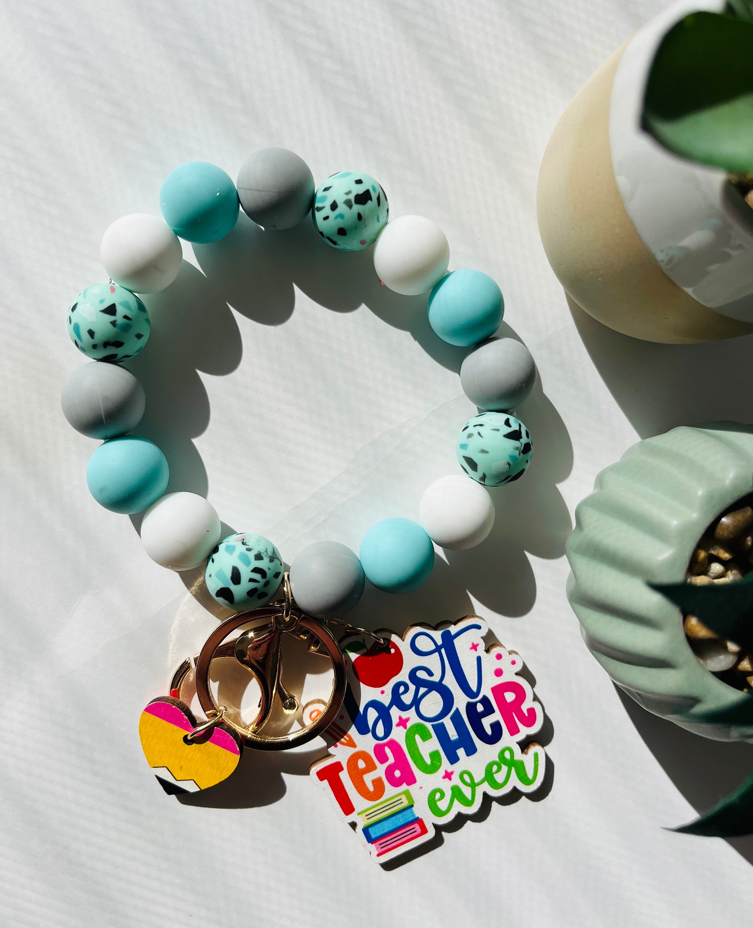 Teachers Bracelet, Teachers ID Tag, Silicone Beads, Silicon Beads ...