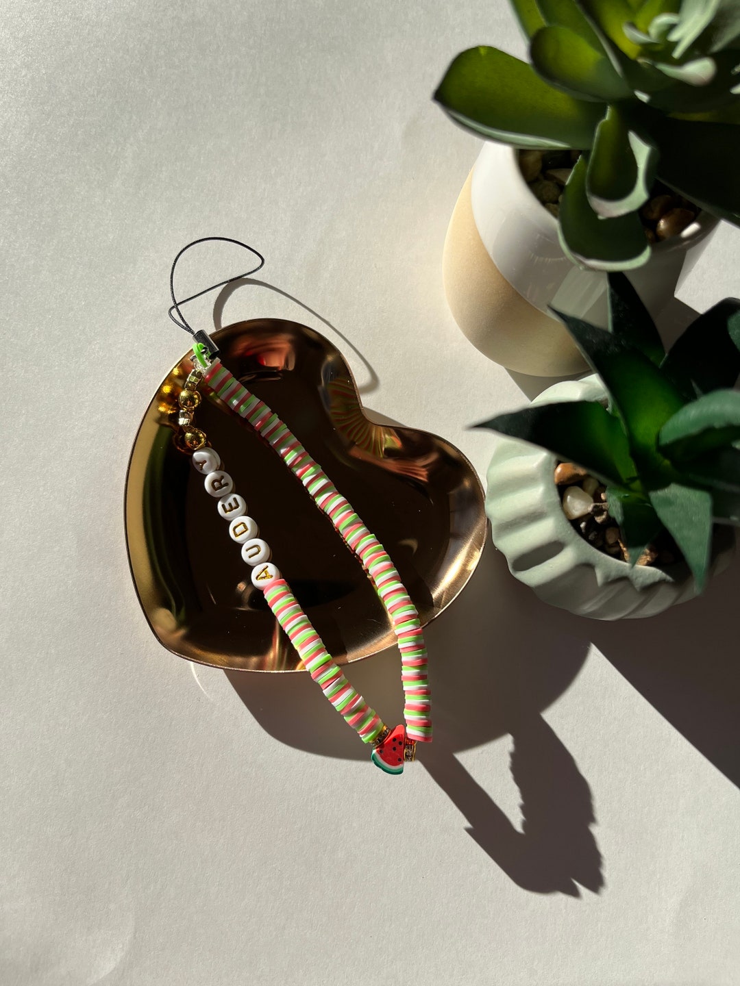 Watermelon Beaded Phone, Wrist Strap, Beaded Handmade, Colorful Polymer ...