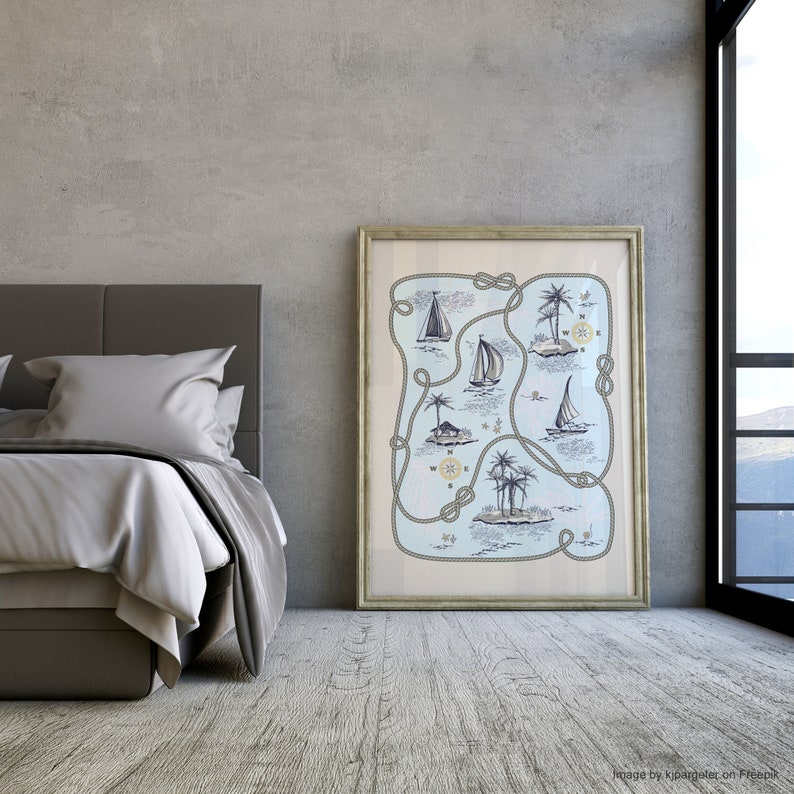 Vintage Map Poster, Digital Wall Art, Hand Drawn Traveling Print ...