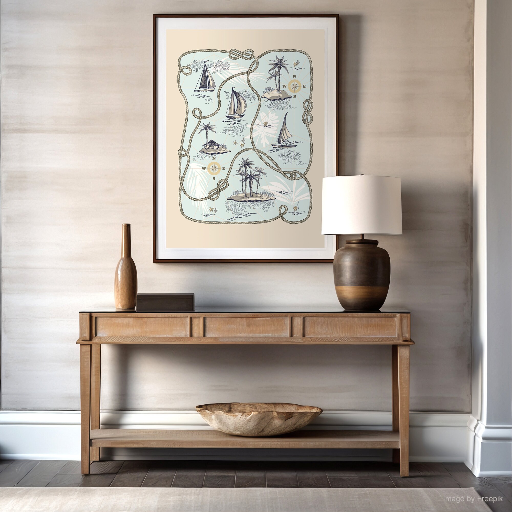 Vintage Map Poster, Digital Wall Art, Hand Drawn Traveling Print ...