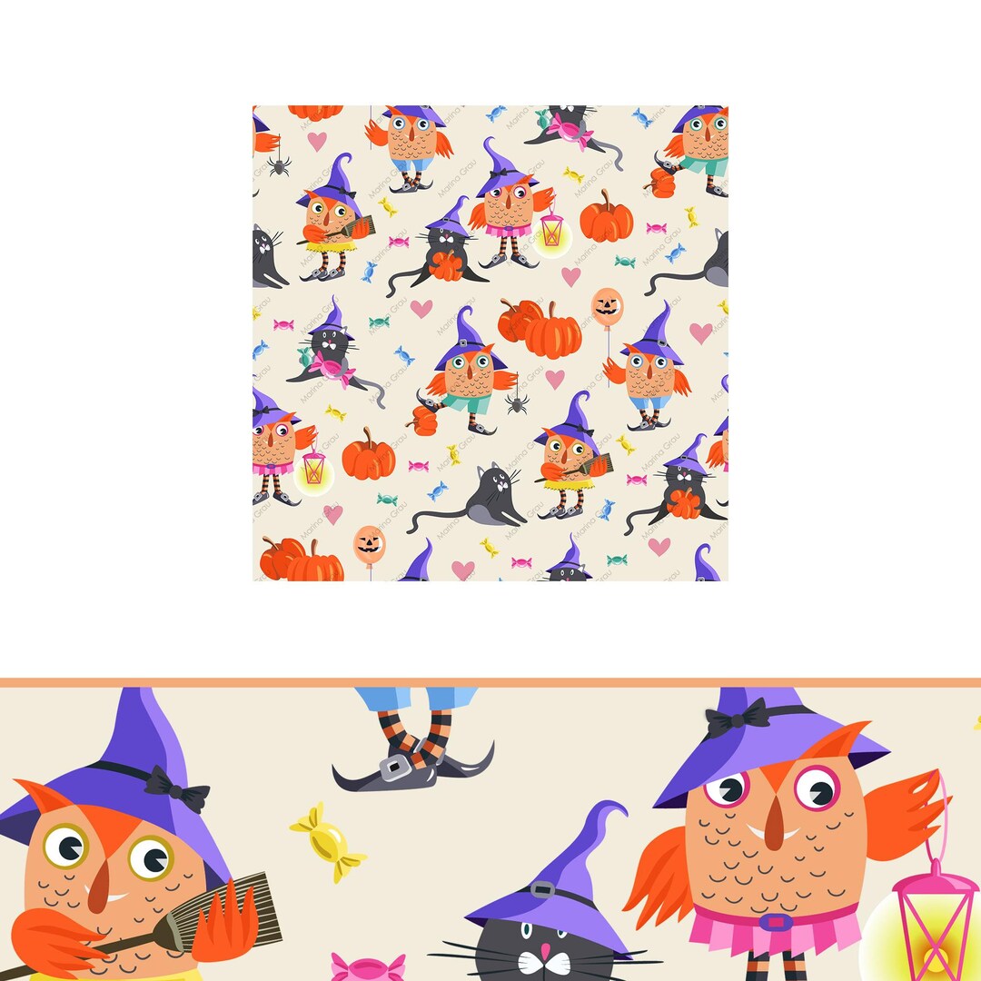 Halloween Digital Paper, Instant Download, Wrapping Gift, Kids Clipart ...