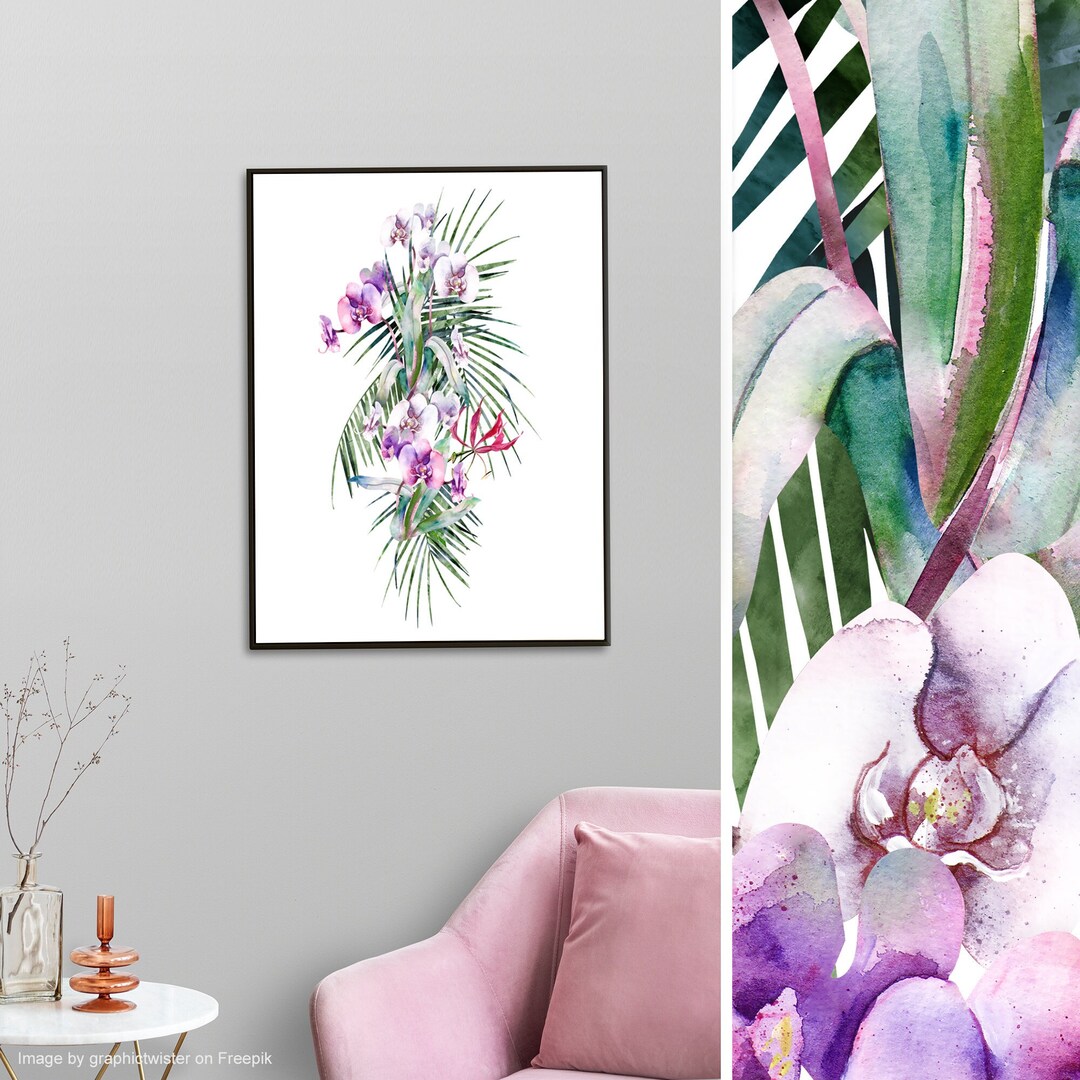 Watercolor Orchids Print, Watercolor Flower Poster, Floral Painting ...