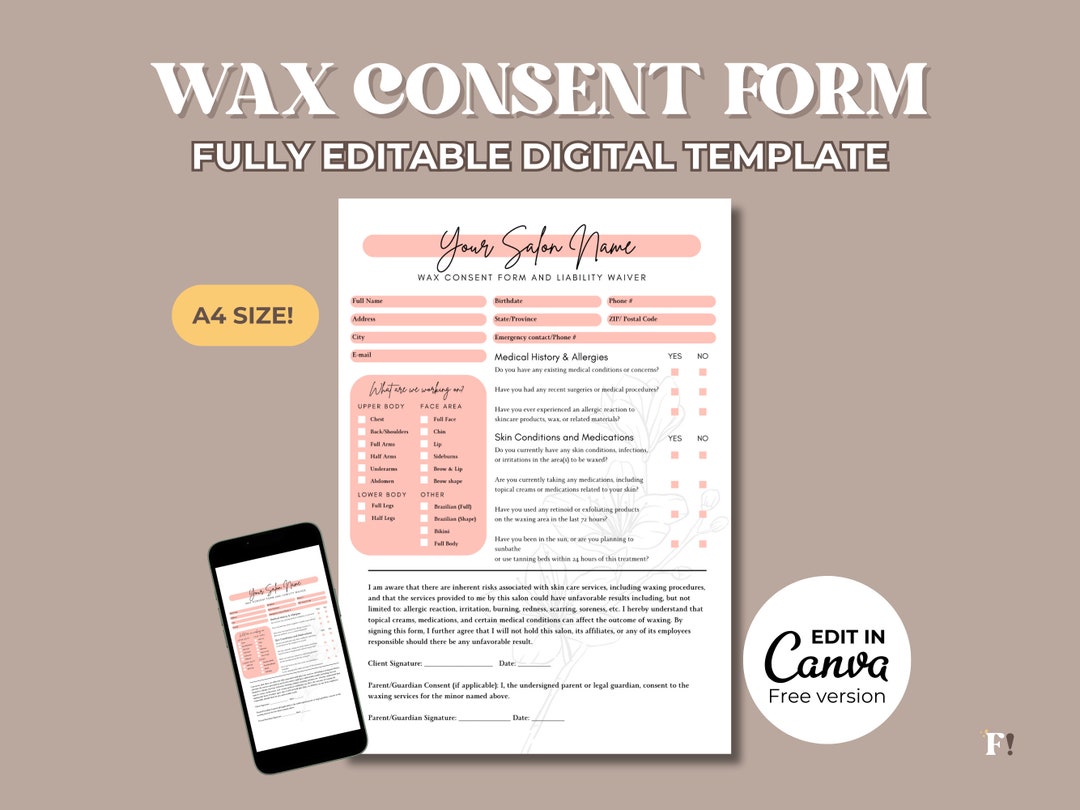 Waxing Consent and Liability Waiver Form With Parental Consent Option ...