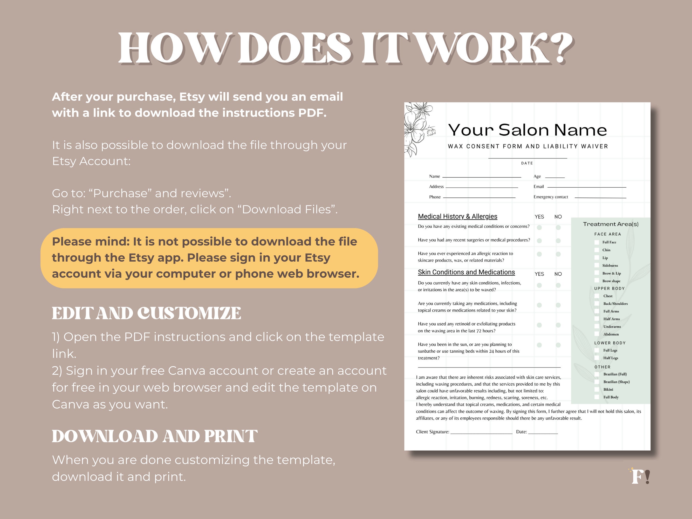 Waxing Consent Form With Parental Consent Option, Green Wax Form ...