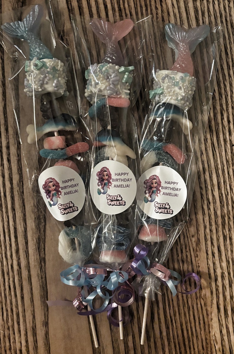 5+ XL Mermaid Theme Candy Kabobs Party Favors, Birthday Treat, Kids ...