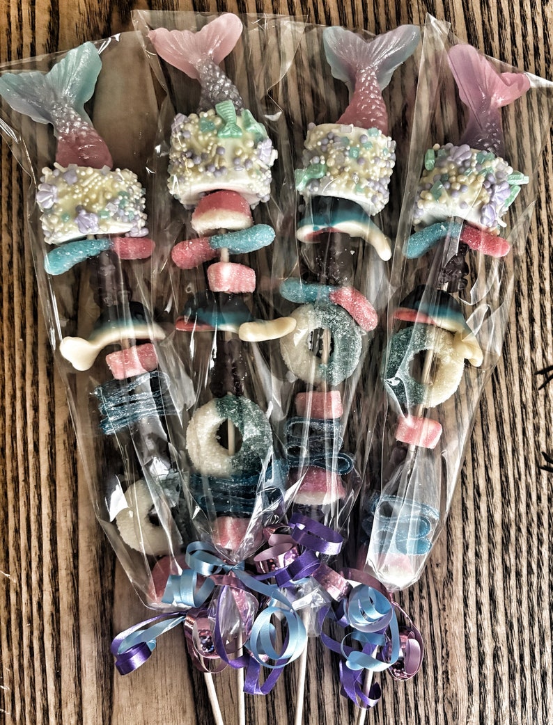 5+ XL Mermaid Theme Candy Kabobs Party Favors, Birthday Treat, Kids ...