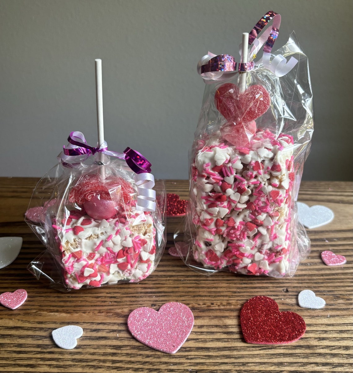 3 Large Fully Sprinkled Rice Krispy Treat Topped With Candy Valentine's ...