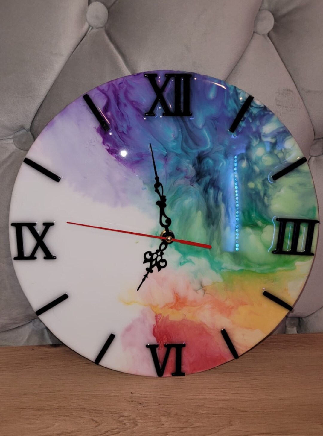 Epoxy Resin ,rainbow Clock Art, Home Decorion, Bright Colors - Etsy