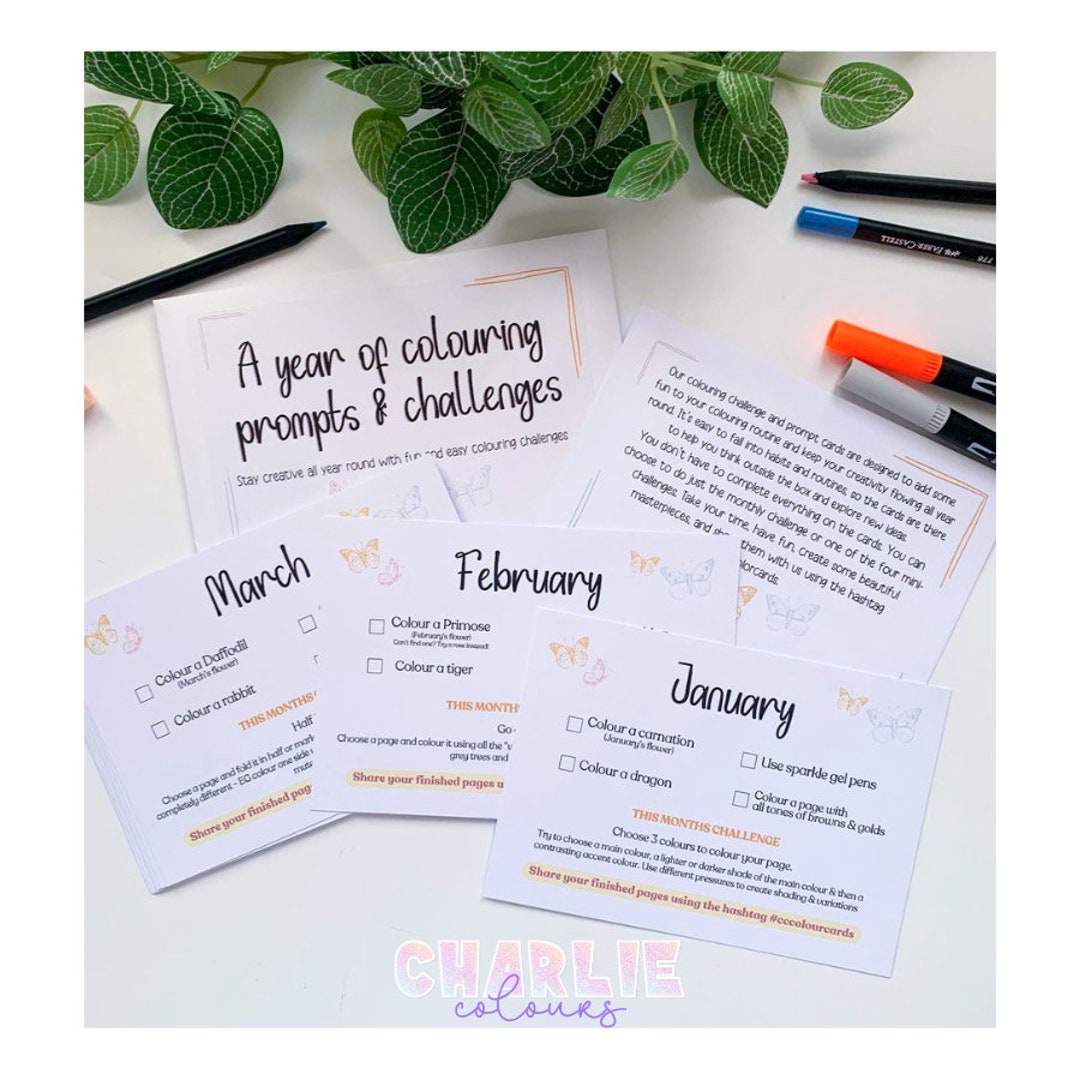 A Year of Colouring Challenge Cards Stocking Filler / Gift for Her ...