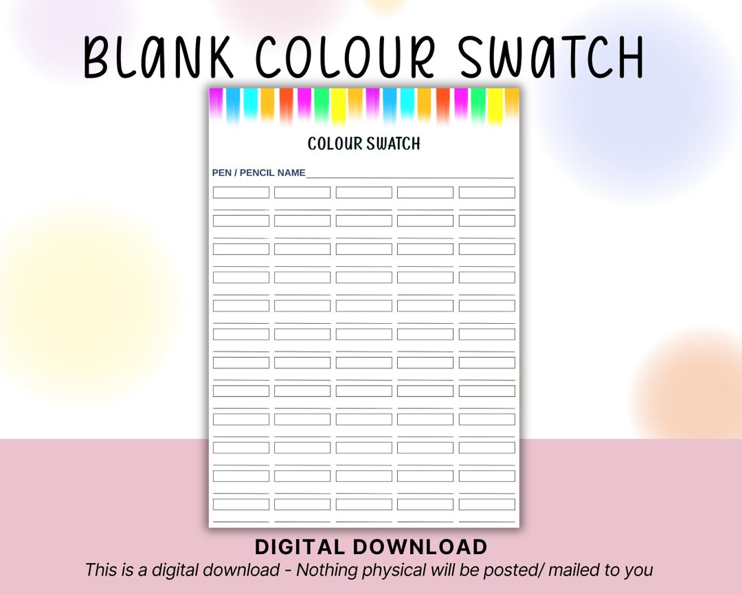 Blank Colouring Swatch, Adult Colouring Practice Page. Colour Chart ...