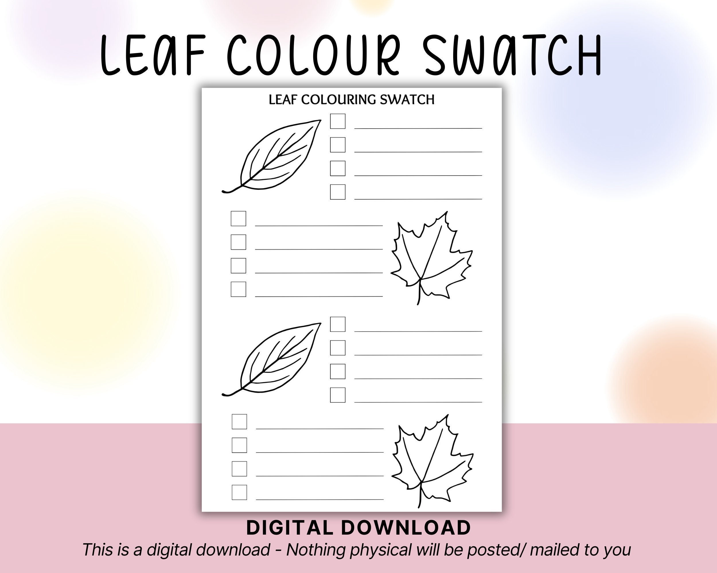 Leaf Colouring Swatch, Adult Colouring Practice Page. Colour Chart ...