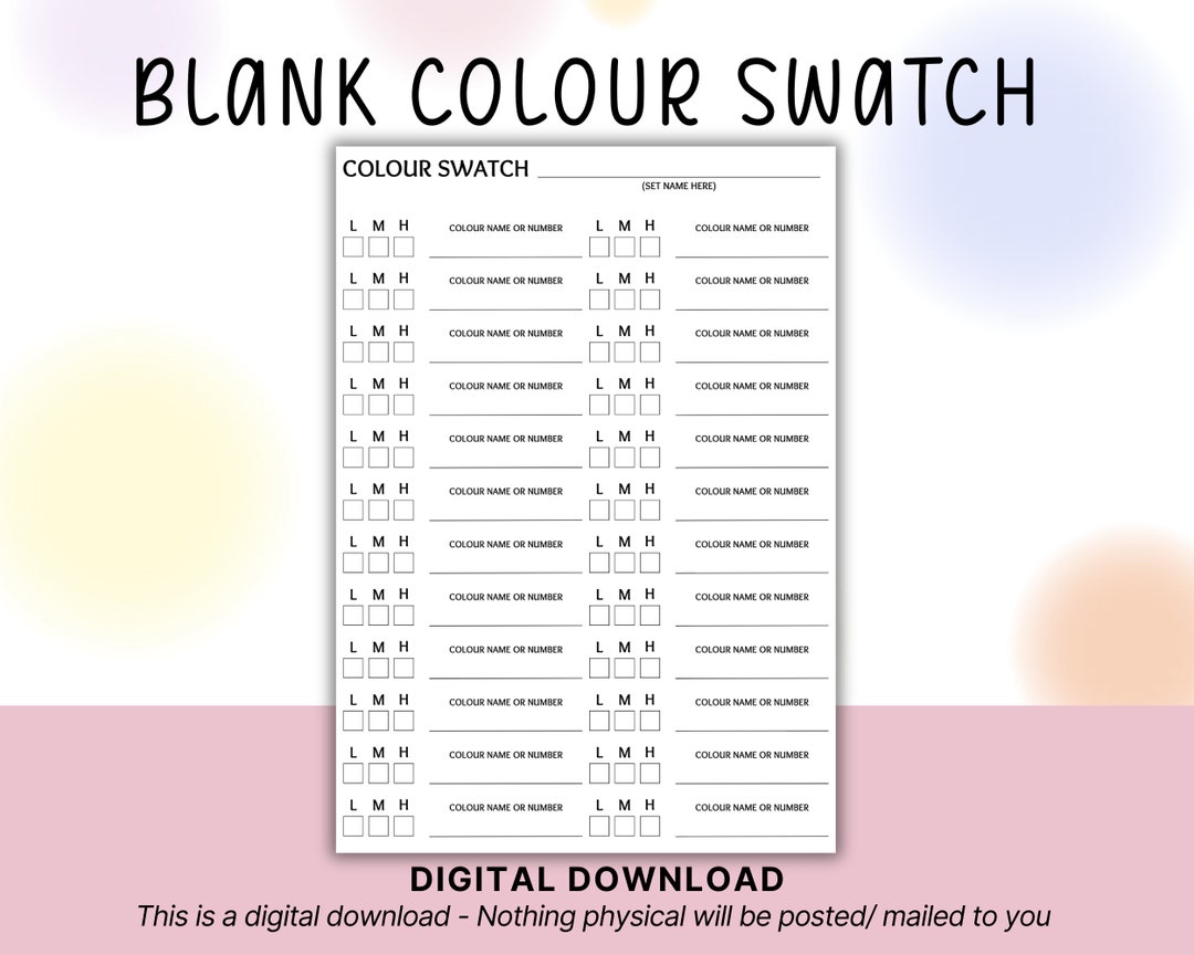 Blank Colouring Swatch, Adult Colouring Practice Page. Colour Chart ...