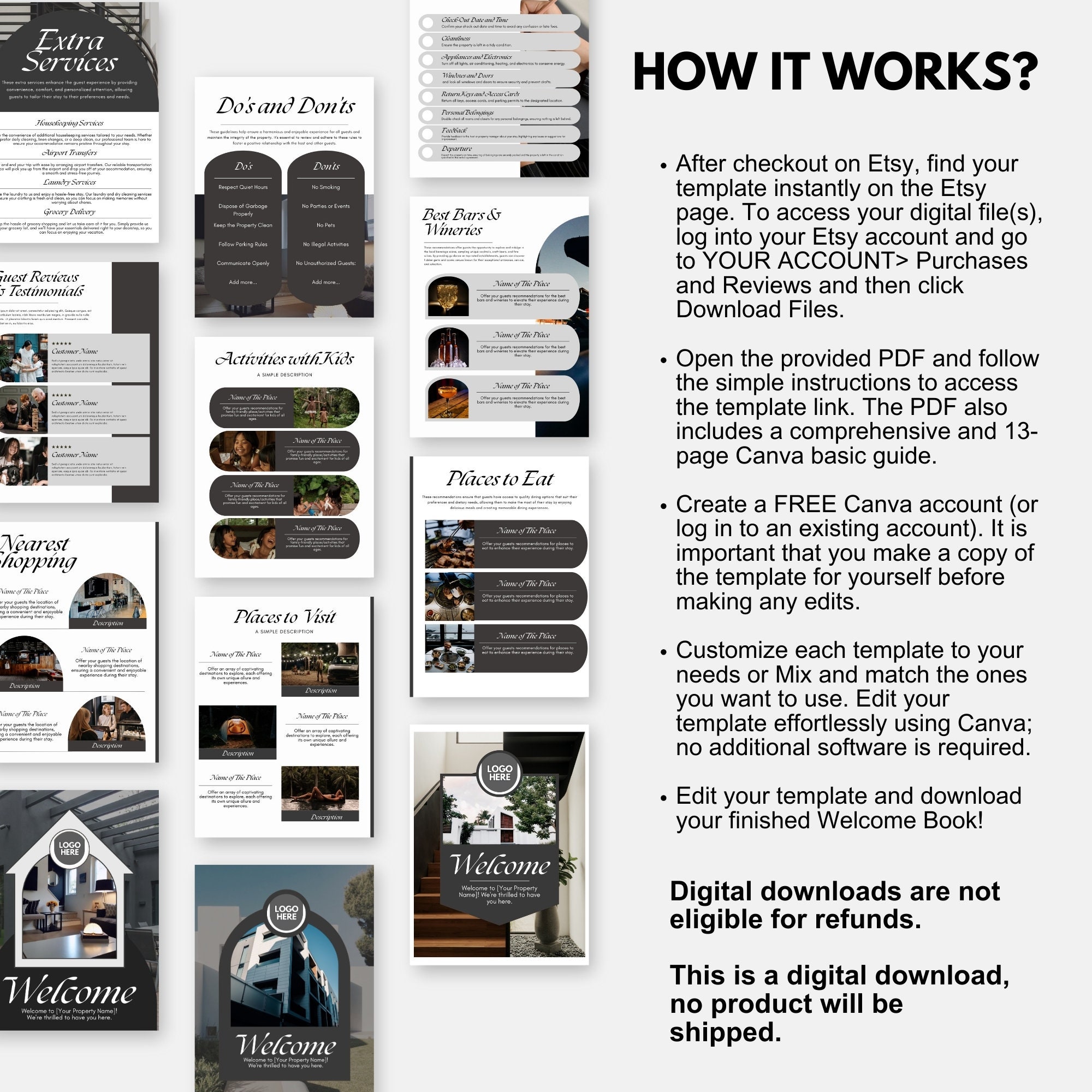 Rental Welcome Book Template Canva, Guest Guide Book Canva Template ...