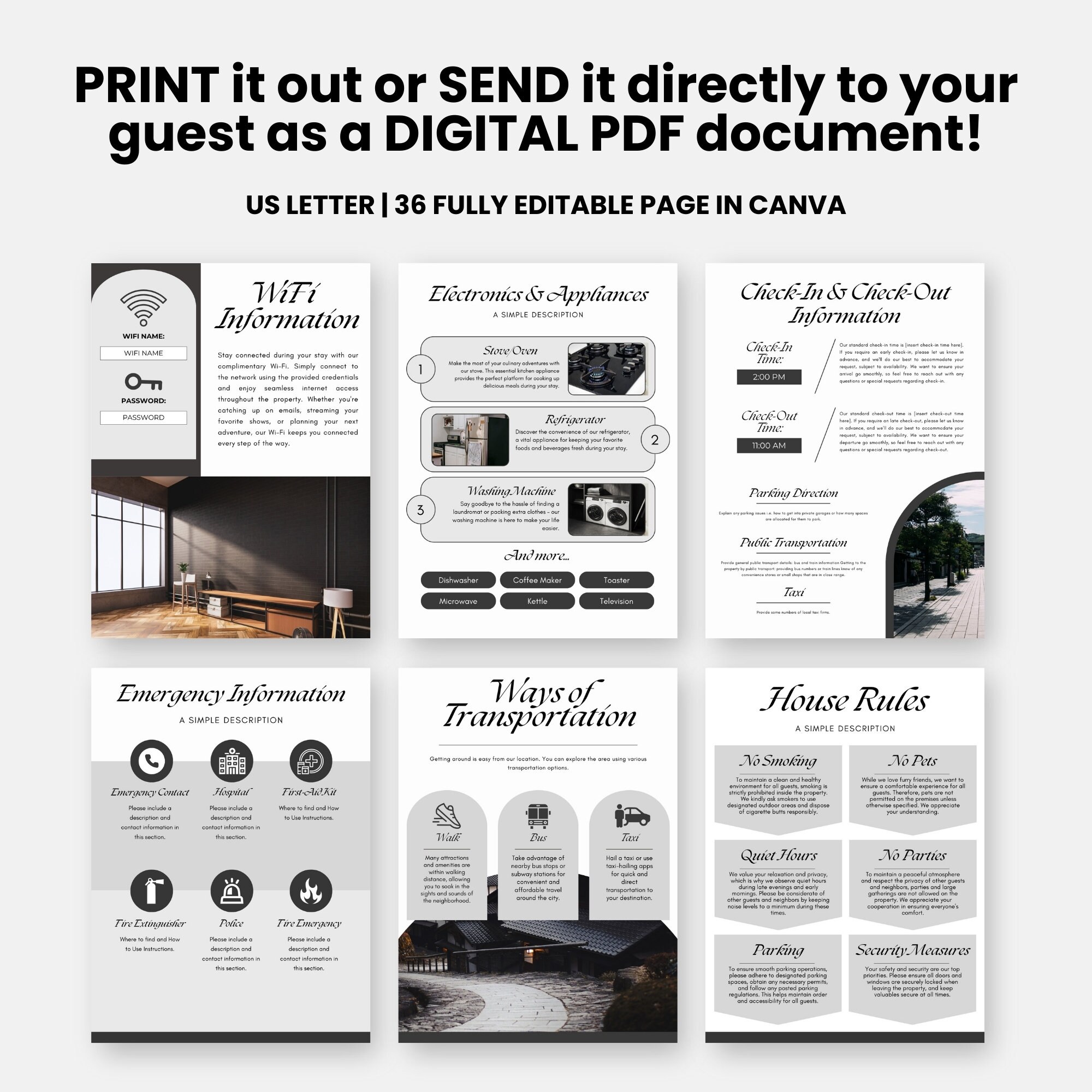 Airbnb Welcome Book Template Canva, Guest Guide Book Canva Template ...
