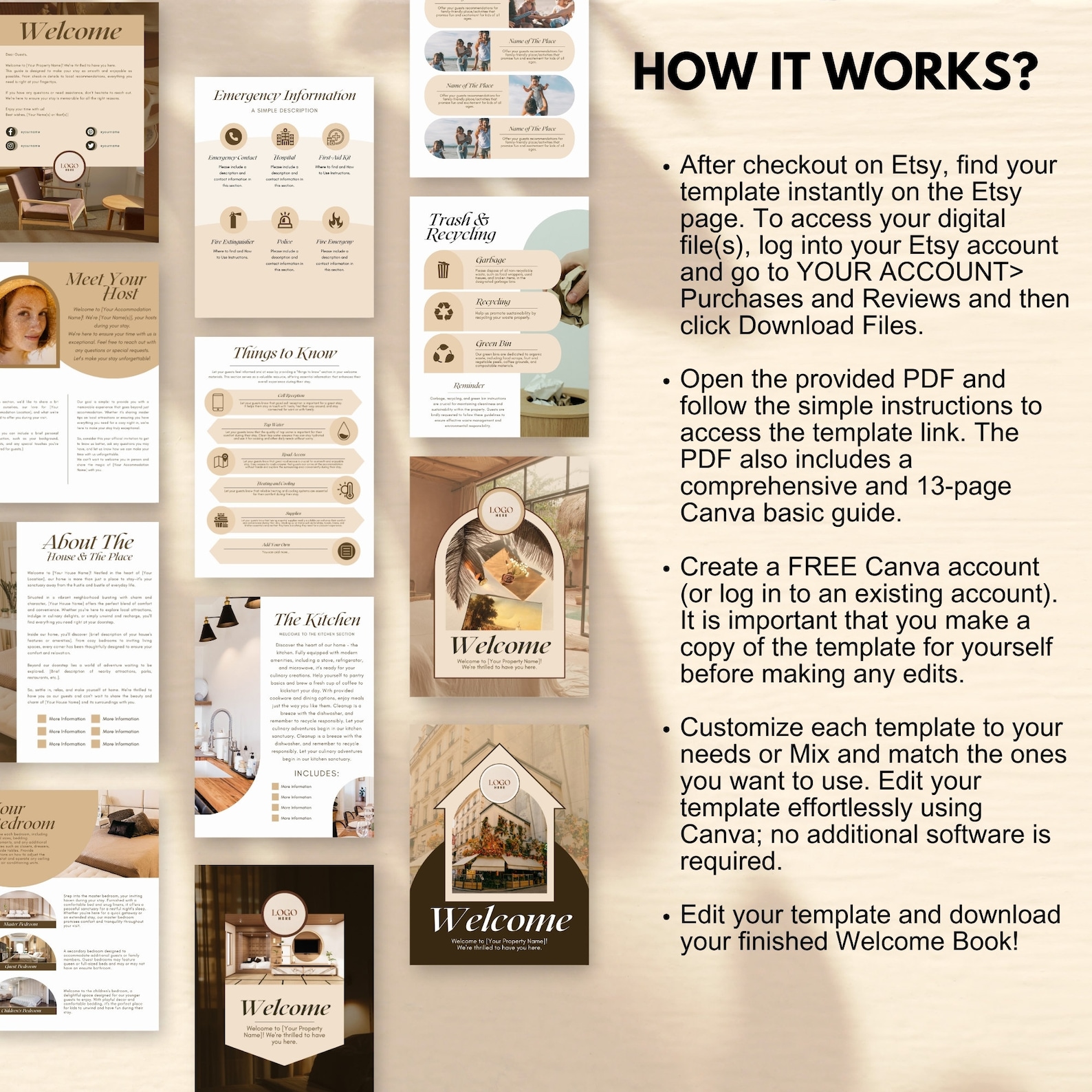 Airbnb Welcome Book Template Canva, Guest Guide Book Canva Template ...