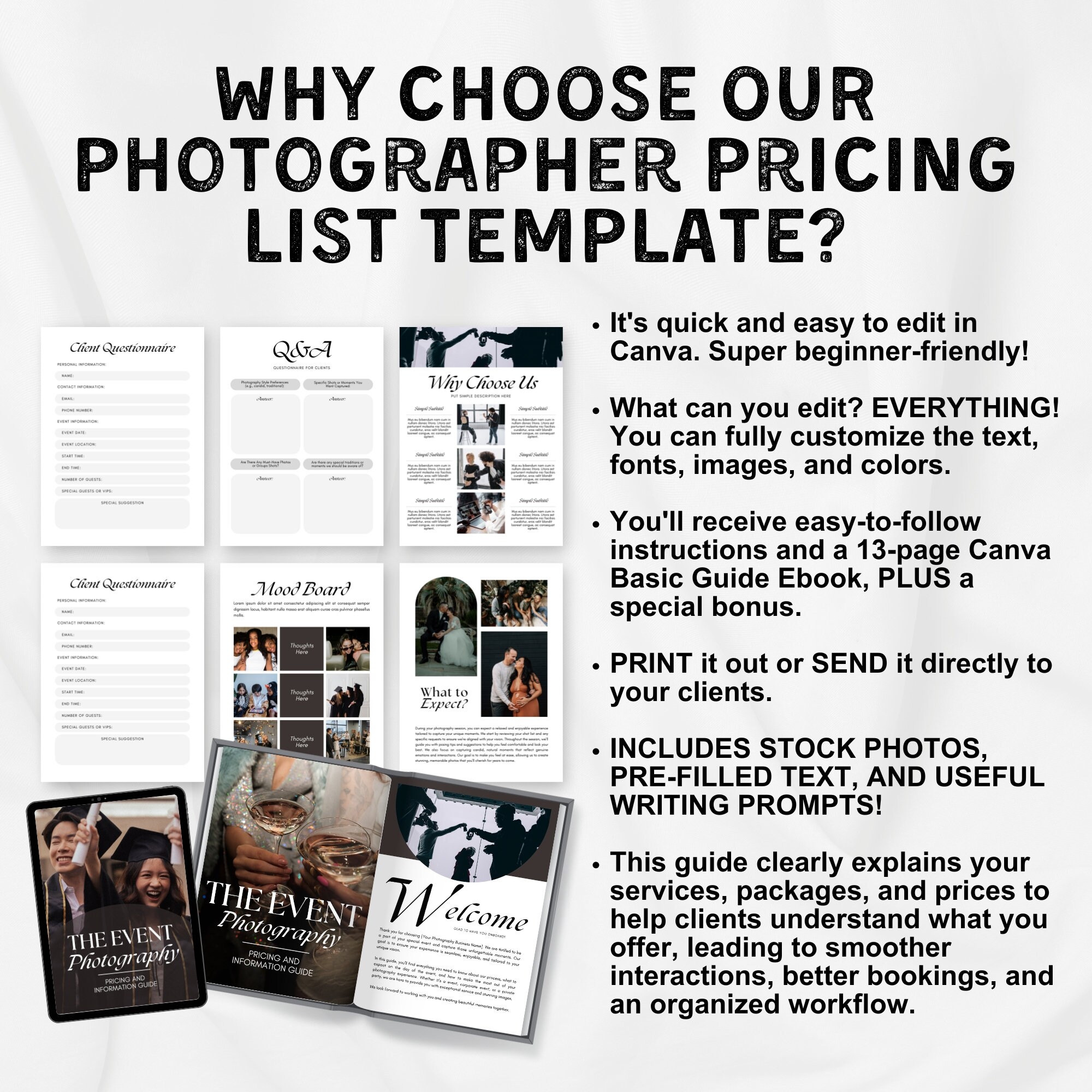 Photography Pricing Guide Template, Photographer Pricing Template ...