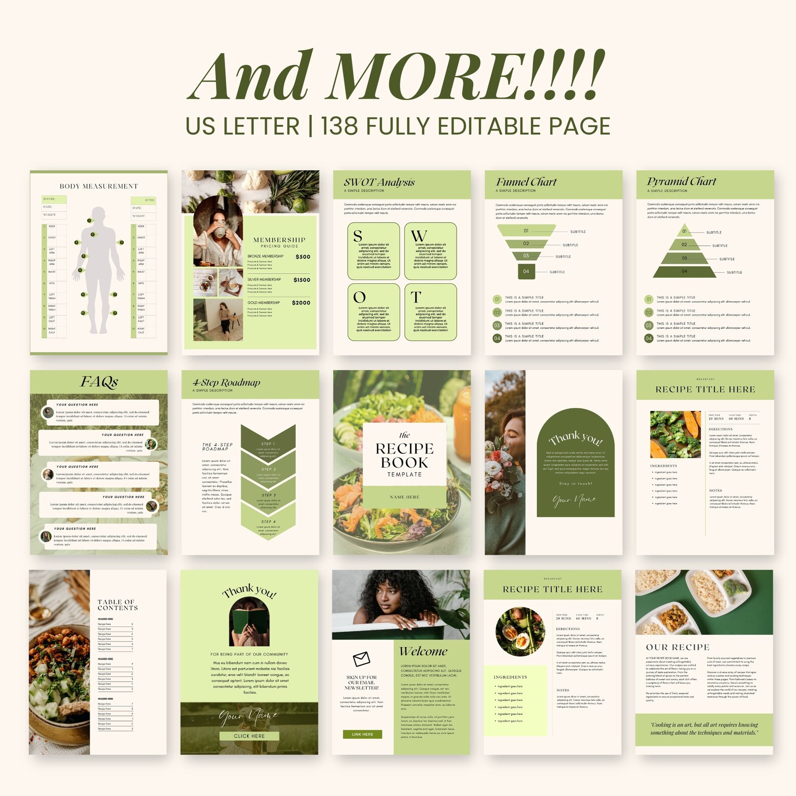 Green Ebook Template Health, Recipe Ebook Template Canva, Wellness ...